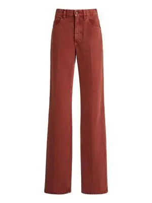 Chloé Rigid Garment-dyed High-rise Straight-leg Jeans - Brown