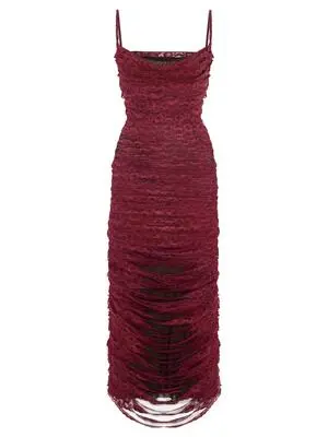MAISON SEL Lace Ribbon Maxi Dress - Purple