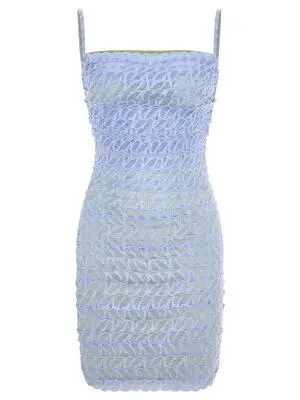 MAISON SEL Lace Ribbon Mini Dress - Blue