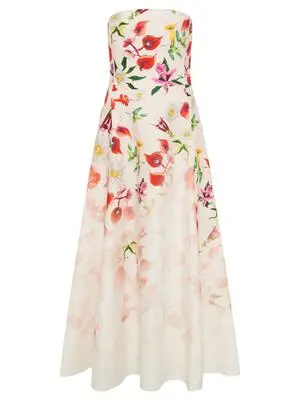 Gabriela Hearst Alessia Strapless Floral Linen Maxi Dress - Multi