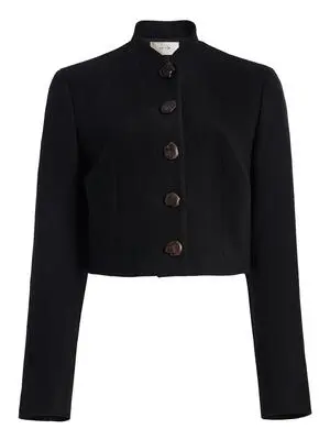 THE ROW Bellamy Cropped Wool Jacket With Wooden Buttons - Black