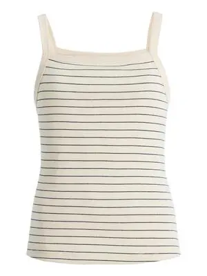LESET Nando Square-neck Striped Cotton Tank Top - Multi