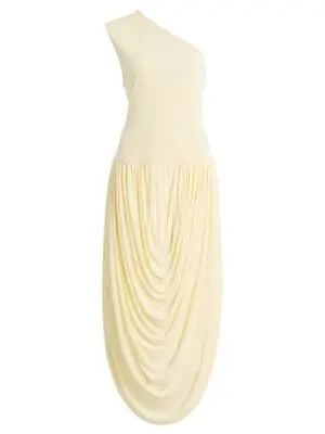 Brandon Maxwell One-shoulder Draped Midi Dress - Yellow