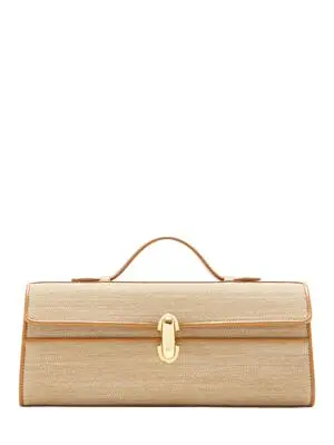 Savette Savette Slim Symmetry Canvas Pochette With Turn Lock And Top Handle Neutral