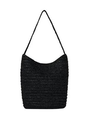 THE ROW Alma Raffia Shoulder Bag - Black