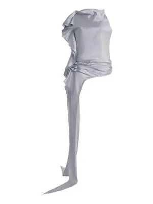KALLMEYER KALLMEYER Elif Asymmetric Draped Satin Top Blue