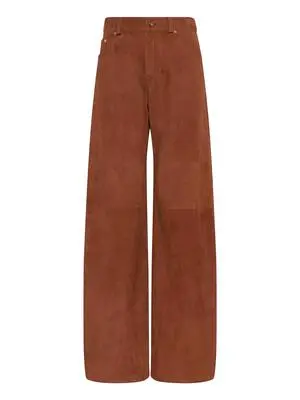GABRIELA HEARST Gabriela Hearst Amoret Suede Straight-Leg Jeans