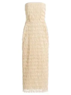Maticevski Marigold Strapless Fringed Maxi Dress - White
