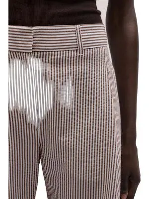 ME+EM Seersucker Striped Trousers - Cocoa/cream