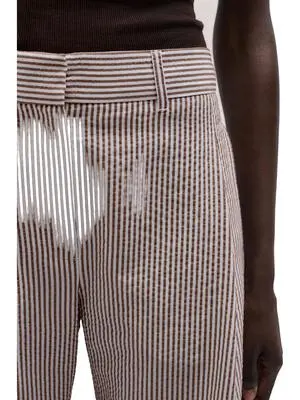 ME+EM Seersucker Striped Trousers - Cocoa/cream