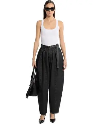 Michael Kors Courtney Pleated Denim Barrel Jeans In Size By - Black
