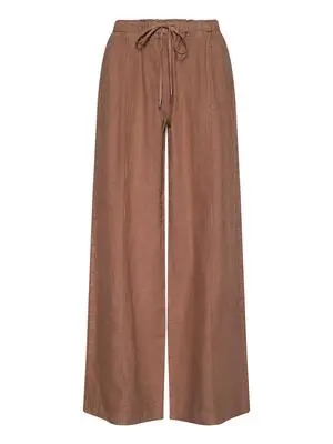 L'Agence Connie Linen Drawstring Wide Leg Trousers - Hazelnut