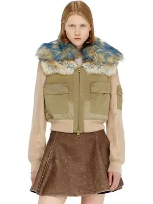 DIESEL® Bomber Jacket With Rib-knit And Plush Trims Beige