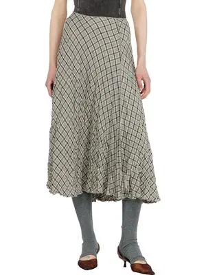 DIESEL® Diesel Seersucker-Effect Check Midi Skirt