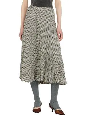 DIESEL® Seersucker-effect Check Midi Skirt - Grey