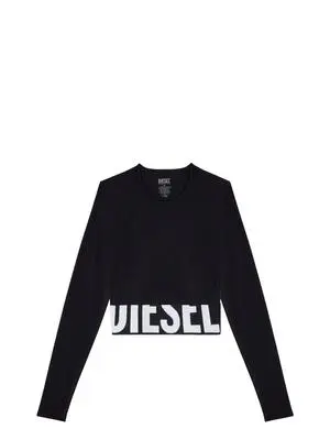 DIESEL® DIESEL Cropped Long Sleeve Top With Logo Detail Multicolor