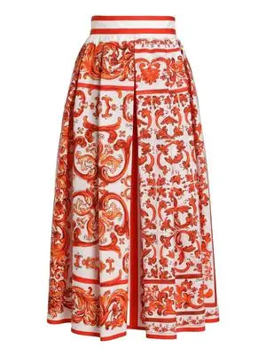 Dolce & Gabbana Maiolica Print Cotton A-line Skirt - Multicolor
