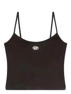 DIESEL® Black Cotton Tank Top With Metallic Logo - Multicolor