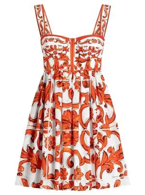 Dolce & Gabbana Dolce & Gabbana Maiolica Print Cotton Dress Multicolor