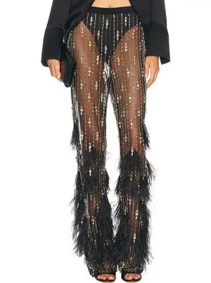 Lapointe Deco Stripe Embroidery Flare Pant - Black