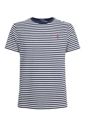 Polo Ralph Lauren Cotton Stripe Polo Pony Slim T-shirt - Navy