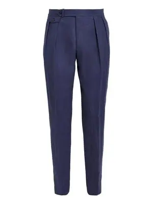 Polo Ralph Lauren Linen Double Pleated Trousers - Blue