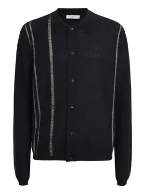 Commas Cotton-cashmere Stripe Cardigan - Black