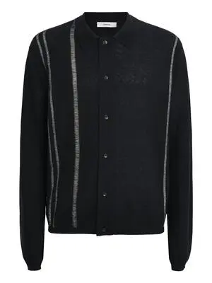 Commas Cotton-cashmere Stripe Cardigan - Black
