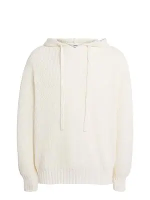 Commas Cotton Knit Hoodie White