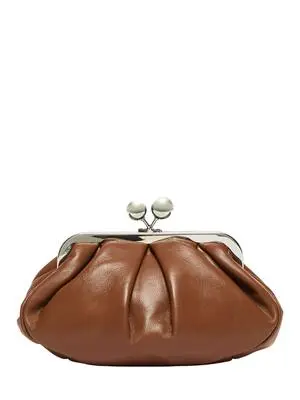 Max Mara Small Leather Pasticcino Clutch Bag - Brown