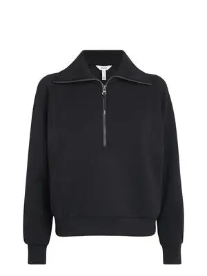 Spanx Airessentials Half-zip Sweater With Shawl Collar - Black