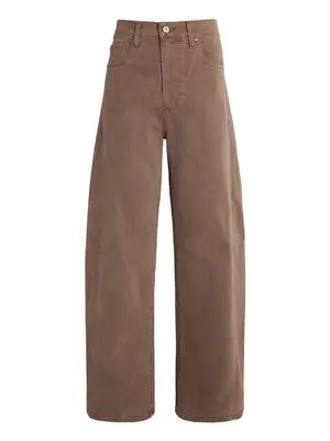 Paige Arellia Skimmer High-Rise Wide-Leg Jeans Brown