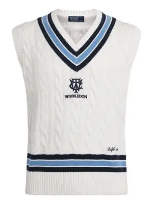 Rlx Ralph Lauren Wimbledon Cable Knit Sweater Vest - Ivory