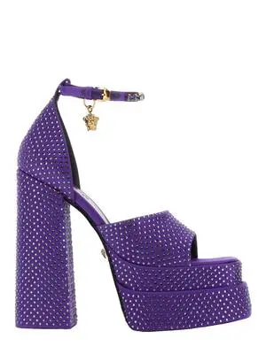 Versace Versace Medusa Aevitas Embellished Platform Sandals Blue