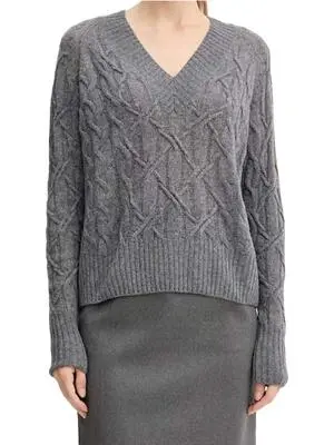 Ermanno Scervino V-neck Cable Knit Sweater - Gray