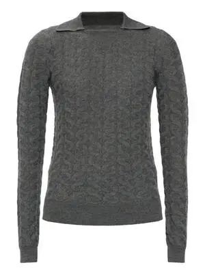 Etro Cable Knit Sweater With Lapel Neck - Black