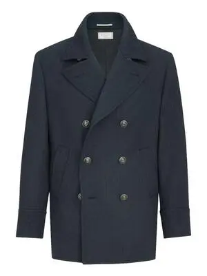 Brunello Cucinelli Wool And Cashmere Cavalry Pea Coat - Multicolor