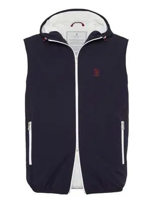 Brunello Cucinelli Brunello Cucinelli Water-Resistant Hooded Vest With Embroidered Logo Multicolor