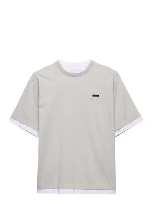 Prada Cotton Layered Triangle T-shirt - Grey