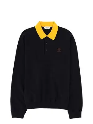Versace Felpa Con Colletto Polo E Logo - Blue