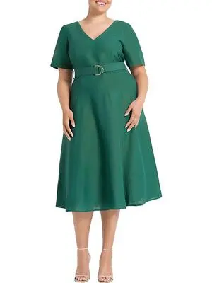 ESTELLE Aelin Belted Midi Dress - Jade