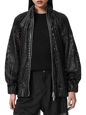 ALLSAINTS Perforated Leather Bomber Jacket