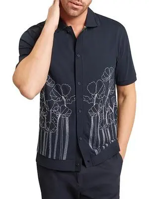 Ted Baker London Actton Embroidered Floral Shirt - Navy