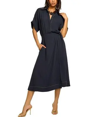 Ramy Brook Sonnet Wrap Skirt Dress - Navy