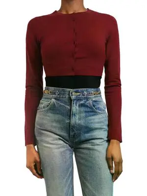 Alaïa Cropped Wool Cardigan - Red