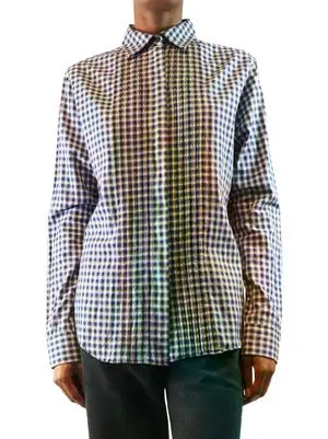 Loewe Check Pleated Shirt - Blue