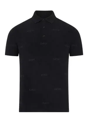 Gucci Wool Silk Jacquard Polo Shirt - Black