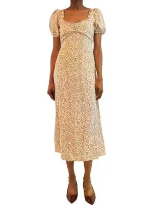 REFORMATION Floral Print Midi Dress - Neutrals