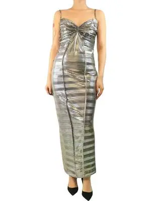 GEORGIA HARDINGE Lurex Ruched Slip Long Dress - Silver