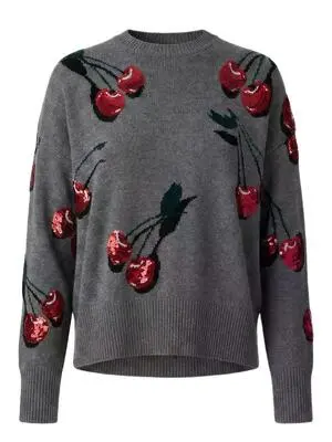 MONSE Monse Cherry Intarsia Sequin Embellishment Sweater